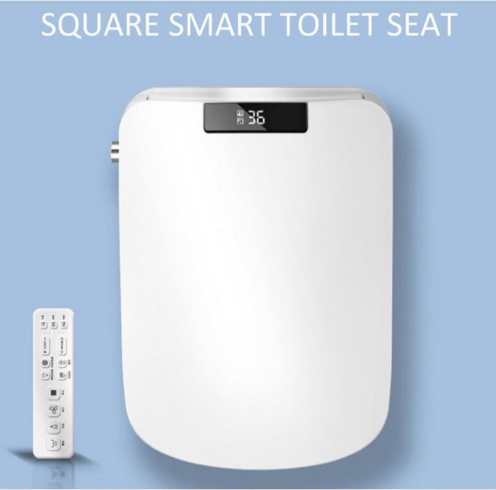Capac WC Inteligent cu telecomanda, model patrat, functie bideu, senzor ...